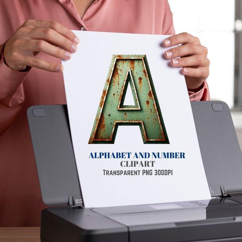 Rusty Metal Alphabet Clipart: Grunge Industrial PNG (digital Download ...