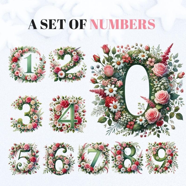 Floral Alphabet Clipart: Watercolor Flower Letters & Numbers (PNG ...
