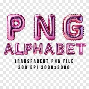 Pink Foil Balloon Alphabet and Number Clipart for Celebrations and ...