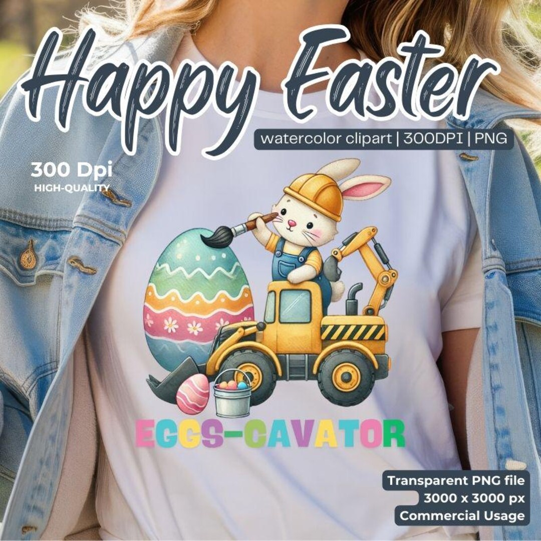 Easter Bunny Excavator PNG Eggs Cavator Clipart Cute Easter ...