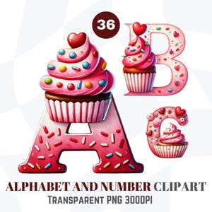 Cupcake Alphabet Clipart PNG Sweet Dessert Letters & Numbers Cute ...