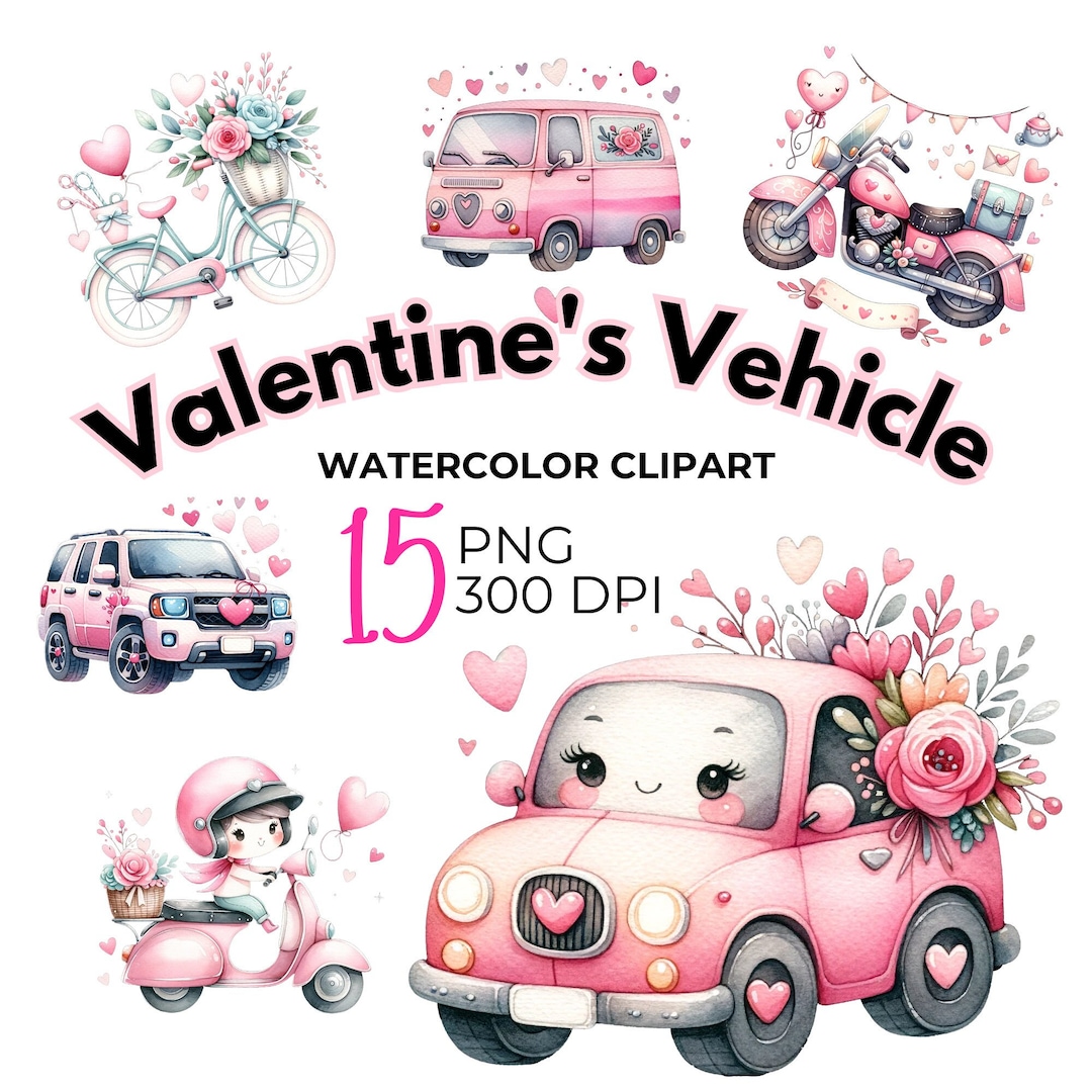 Vehicle Clipart | Watercolor Vehicle Clipart | Transport Clipart Set ...