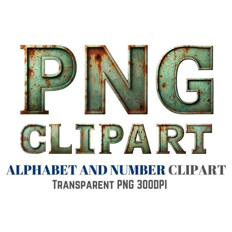 Rusty Metal Alphabet Clipart: Grunge Industrial PNG (digital Download ...