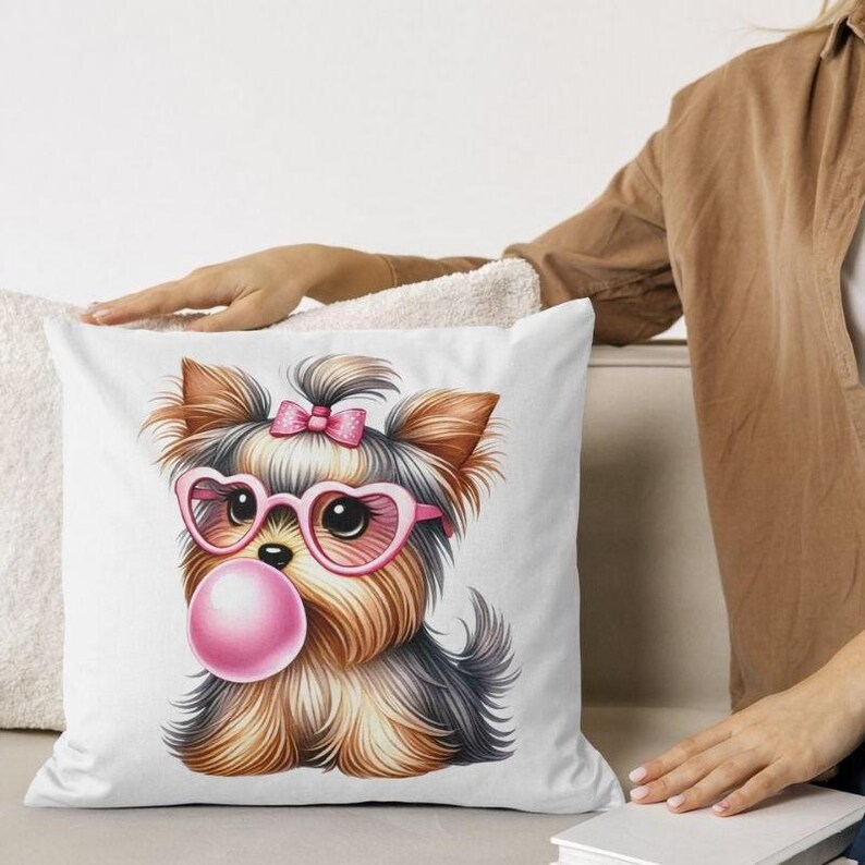 Valentine Yorkie Watercolor Clipart, Cute Dog With Heart Glasses, 300 ...