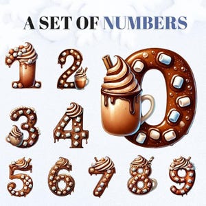 Hot Cocoa Alphabet Clipart Set With Marshmallows, Chocolate Theme 300 ...