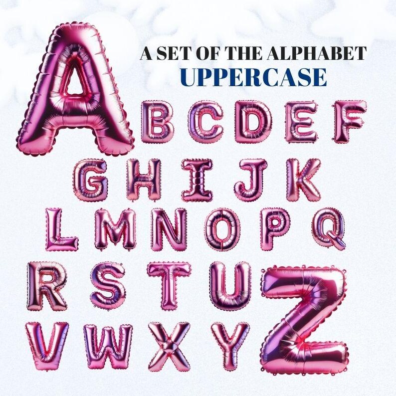 Pink Foil Balloon Alphabet and Number Clipart for Celebrations and ...