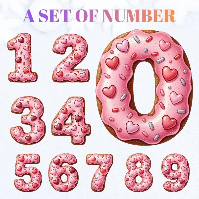 Pink Donut Alphabet Clipart, Heart Sprinkles, Valentine Font (PNG ...