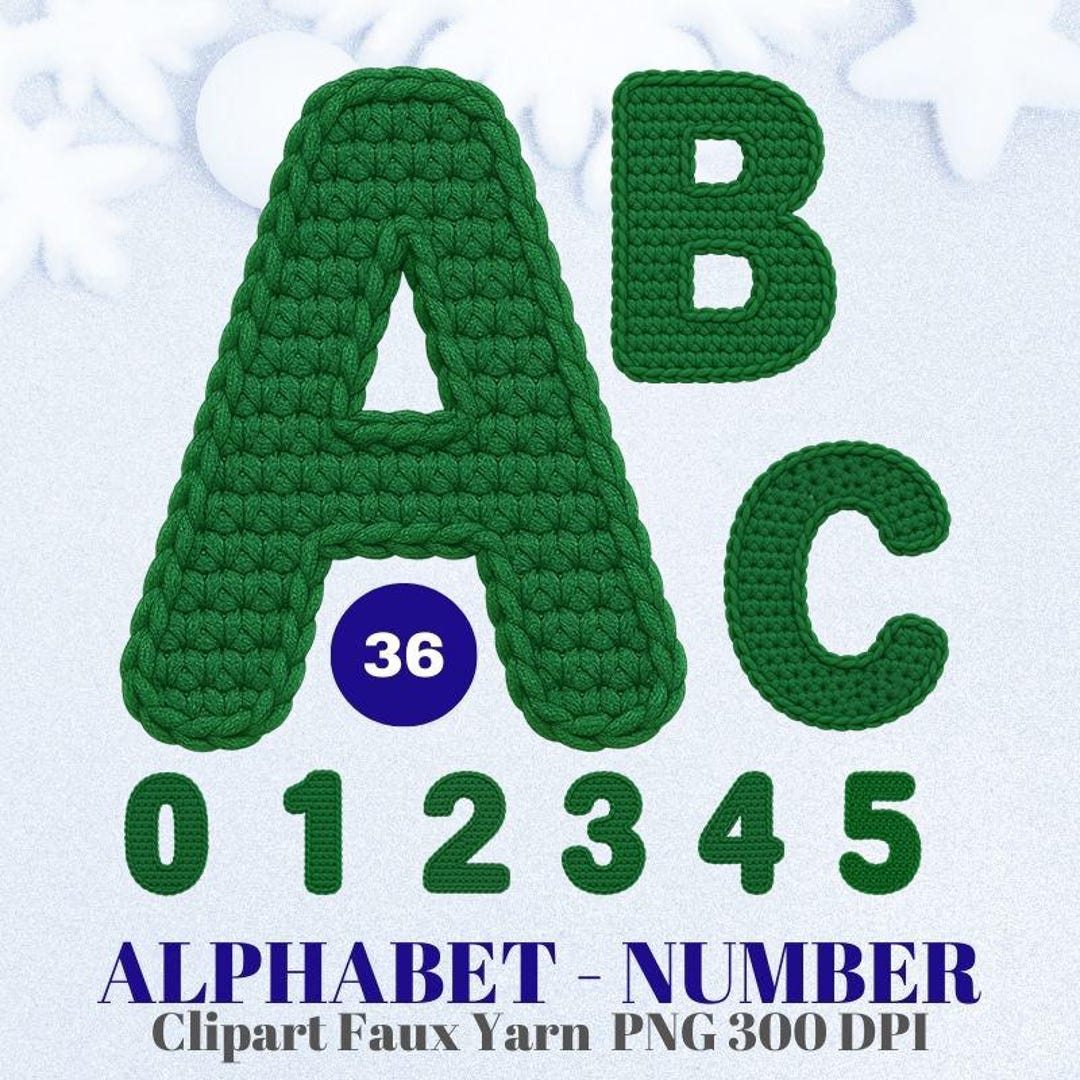 Green Crochet Font Clipart, Faux Yarn A-Z, 0-9 (digital Download) - Etsy