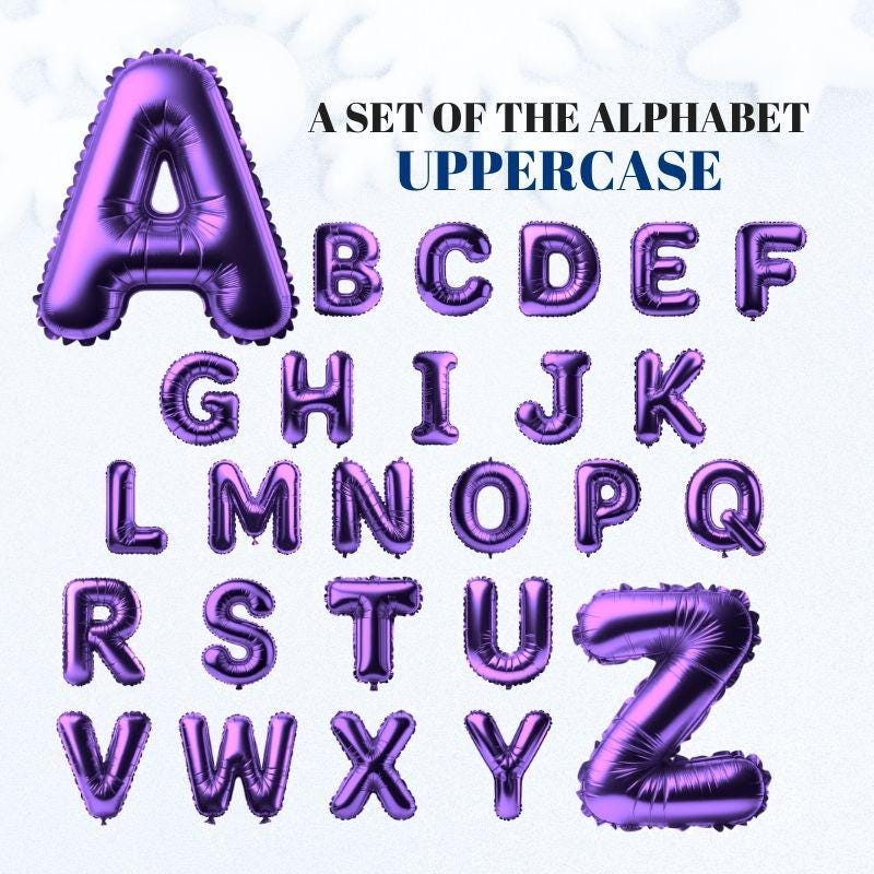 Purple Balloon Alphabet Clipart: PNG Letters & Numbers (digital ...
