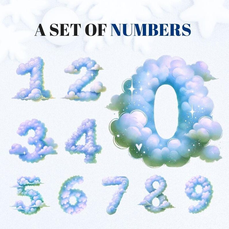 Cloud Alphabet Clipart Set Blue Cloud Letters and Numbers PNG Cute Sky ...