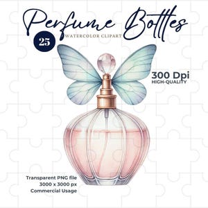 Perfume Bottles Watercolor Clipart Scrapbooking Vintage Perfume Bottle ...