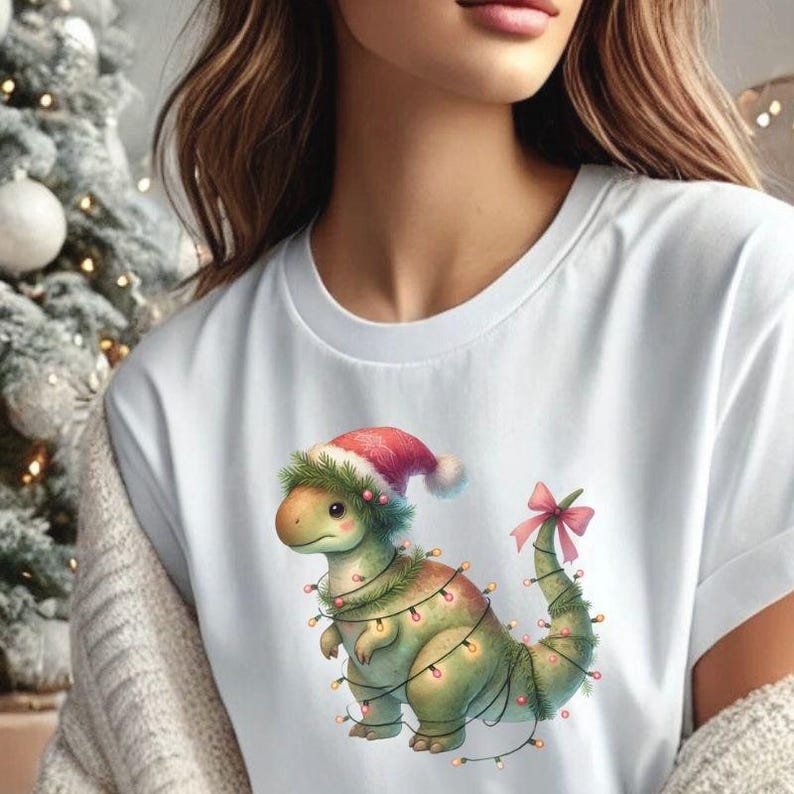 Dinosaur Christmas Clipart | Festive Dino PNG Set (commercial Use ...