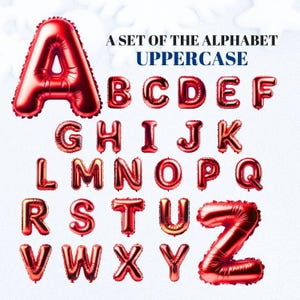 Red Foil Balloon Alphabet Clipart for Party Designs and Crafts With PNG ...