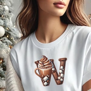 Hot Cocoa Alphabet Clipart Set With Marshmallows, Chocolate Theme 300 ...