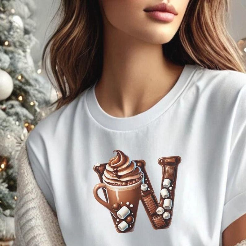 Hot Cocoa Alphabet Clipart Set With Marshmallows, Chocolate Theme 300 ...