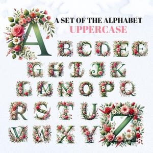 Floral Alphabet Clipart: Watercolor Flower Letters & Numbers (PNG ...