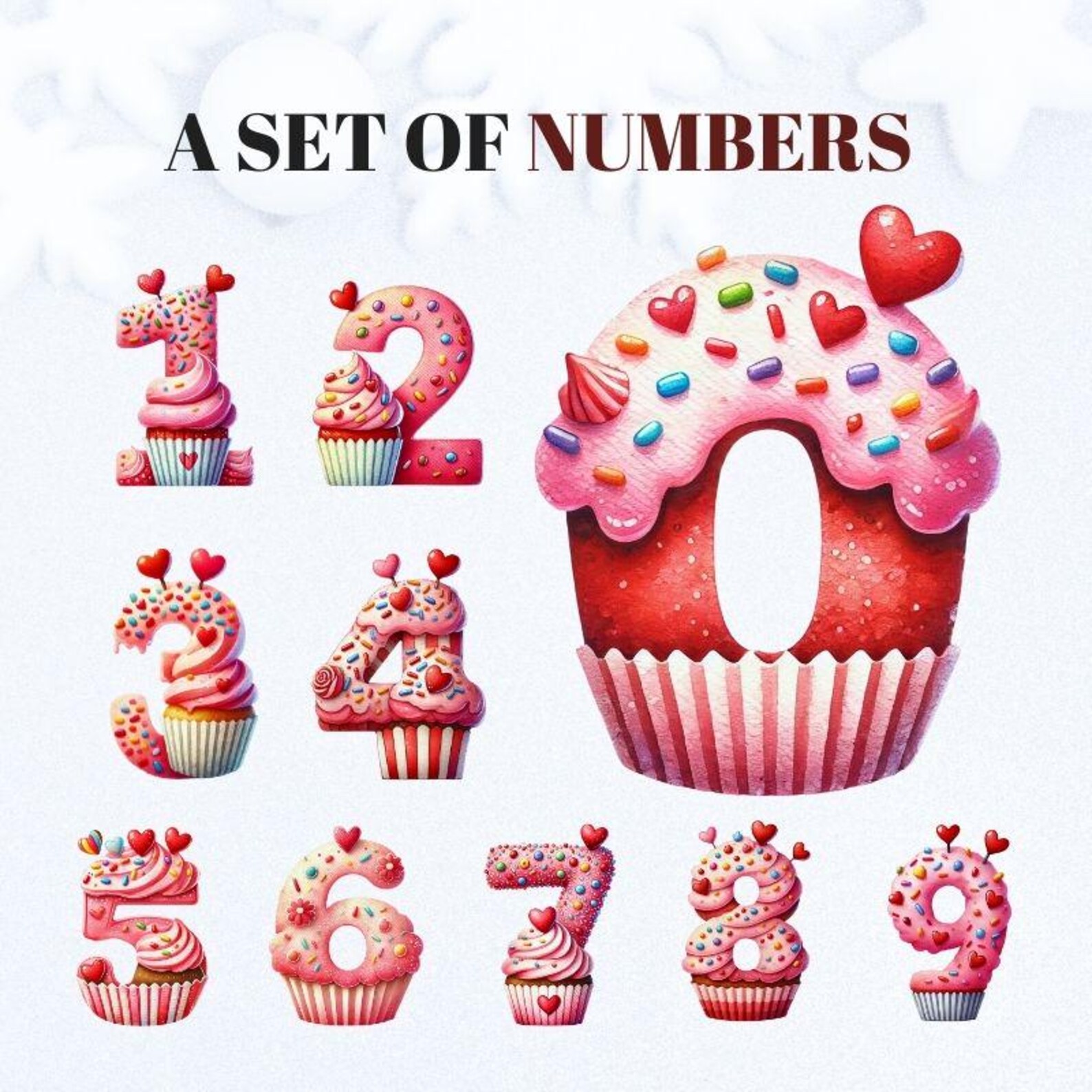 Cupcake Alphabet Clipart PNG Sweet Dessert Letters & Numbers Cute ...