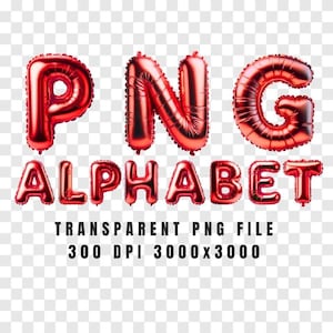 Red Foil Balloon Alphabet Clipart for Party Designs and Crafts With PNG ...