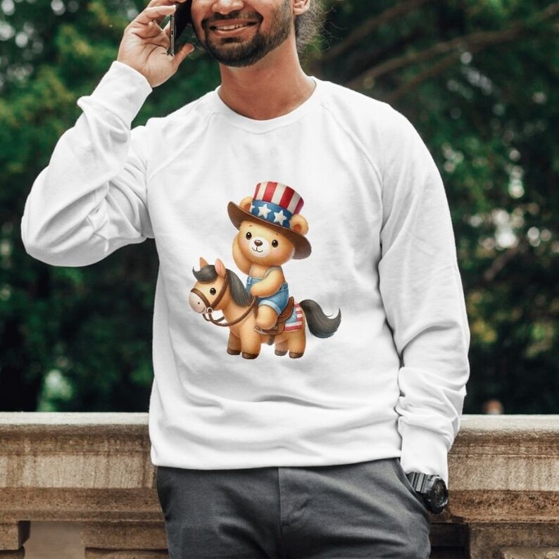 4th of July Watercolor Clipart Set, Cute Patriotic Bear Illustrations ...