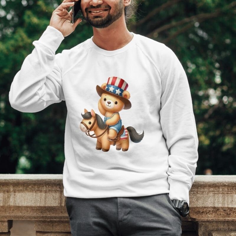 4th of July Watercolor Clipart Set, Cute Patriotic Bear Illustrations ...