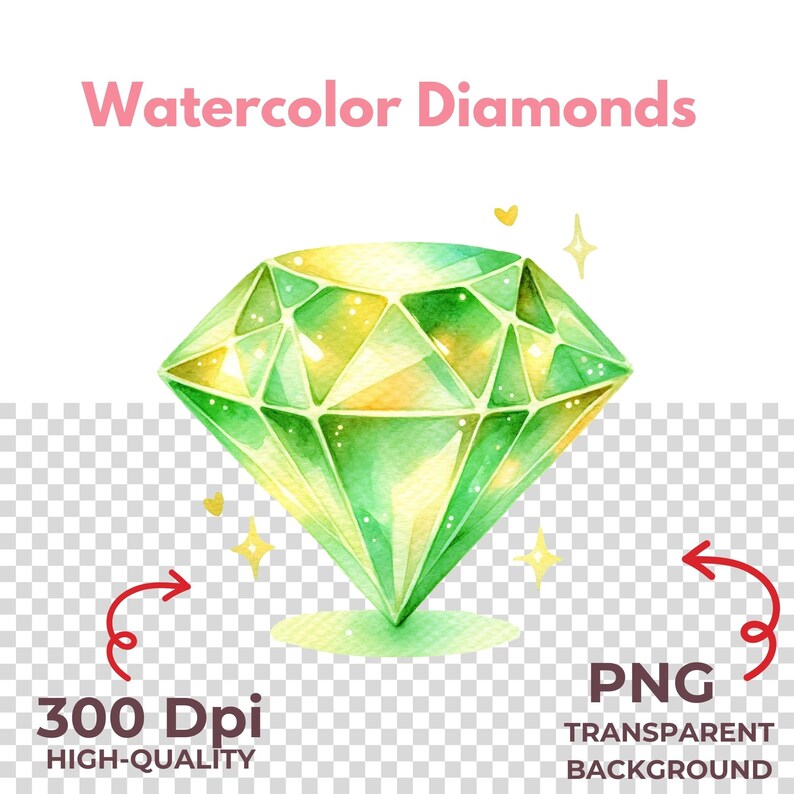 Watercolor Diamonds Clipart: Rainbow Gem PNG (digital Download) - Etsy