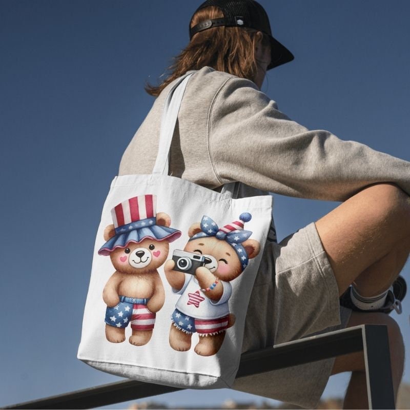 4th of July Watercolor Clipart Set, Cute Patriotic Bear Illustrations ...