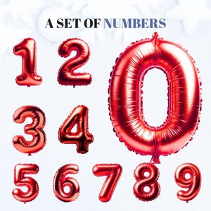 Red Foil Balloon Alphabet Clipart for Party Designs and Crafts With PNG ...