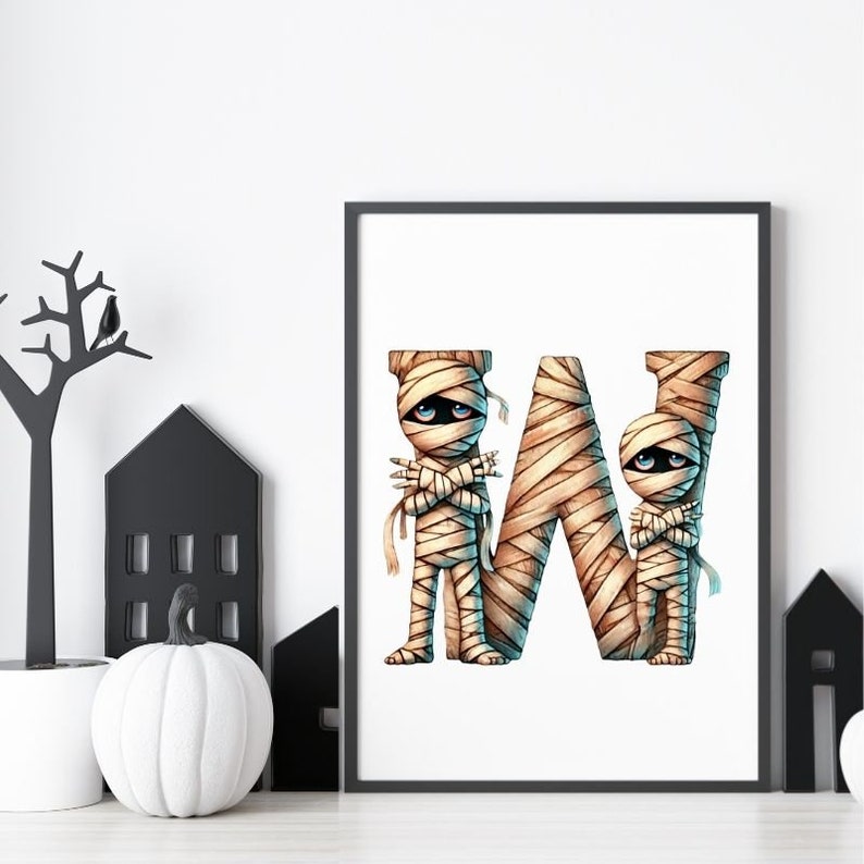 Mummy Alphabet Clipart Watercolor PNG Halloween Letters Cute Mummy for ...