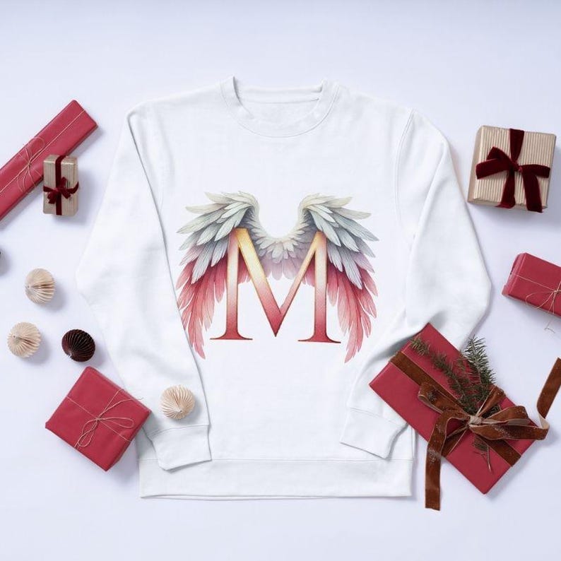 Angel Wings Alphabet Clipart, Elegant Winged Letters and Numbers PNG ...