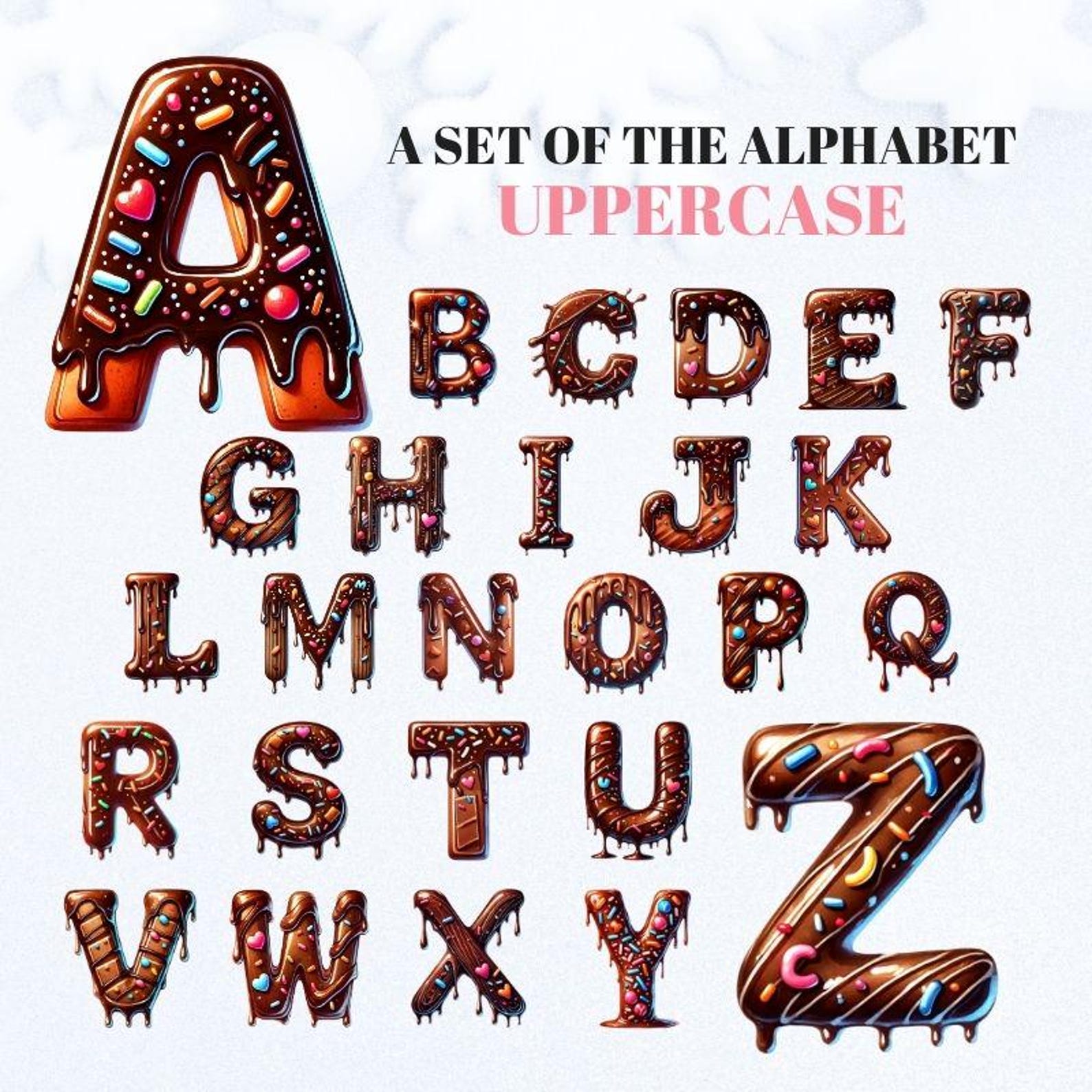 Chocolate Drip Alphabet Clipart PNG Sweet Candy Letters & Numbers ...