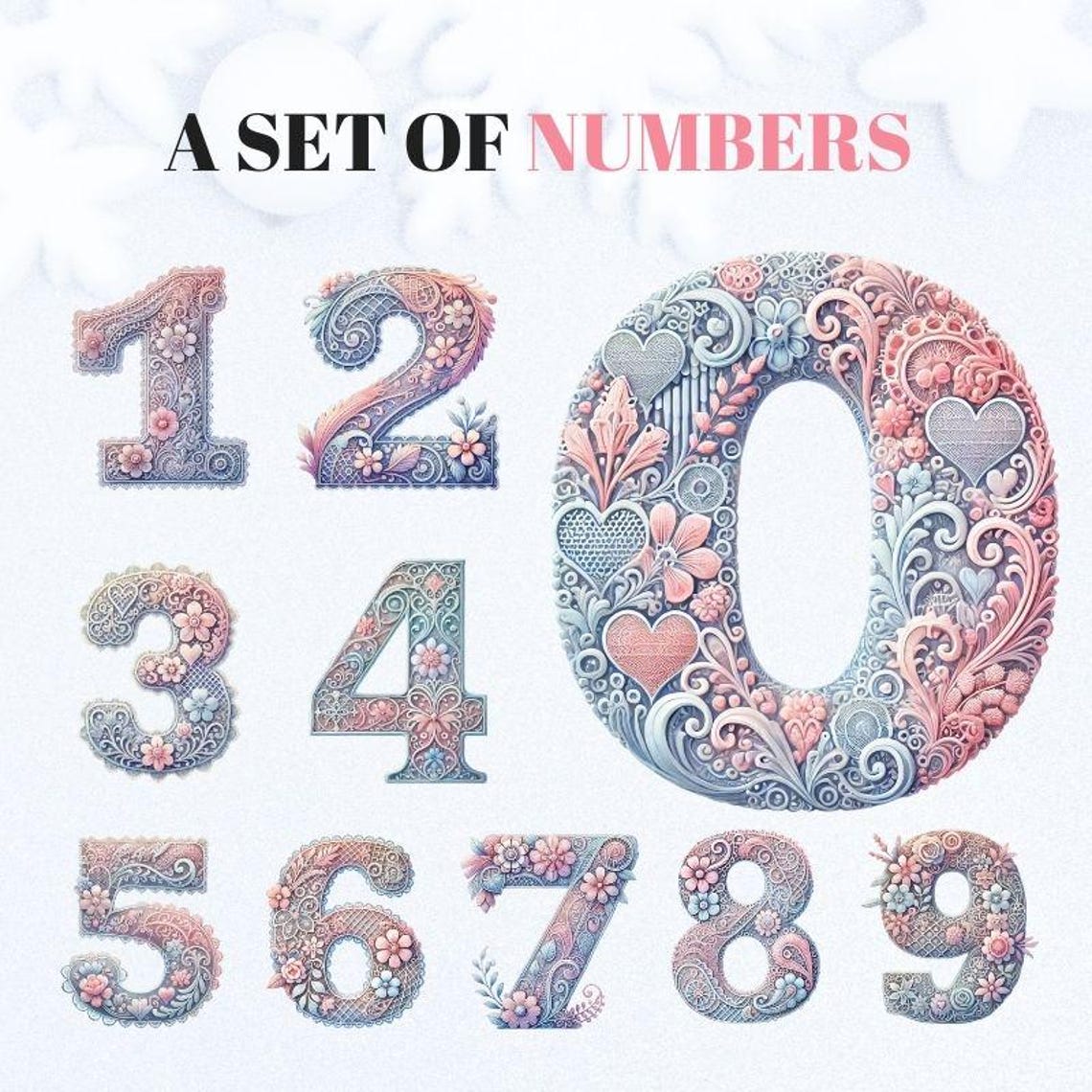 Lace Floral Alphabet Clipart: Vintage Elegant Letters & Numbers (PNG ...