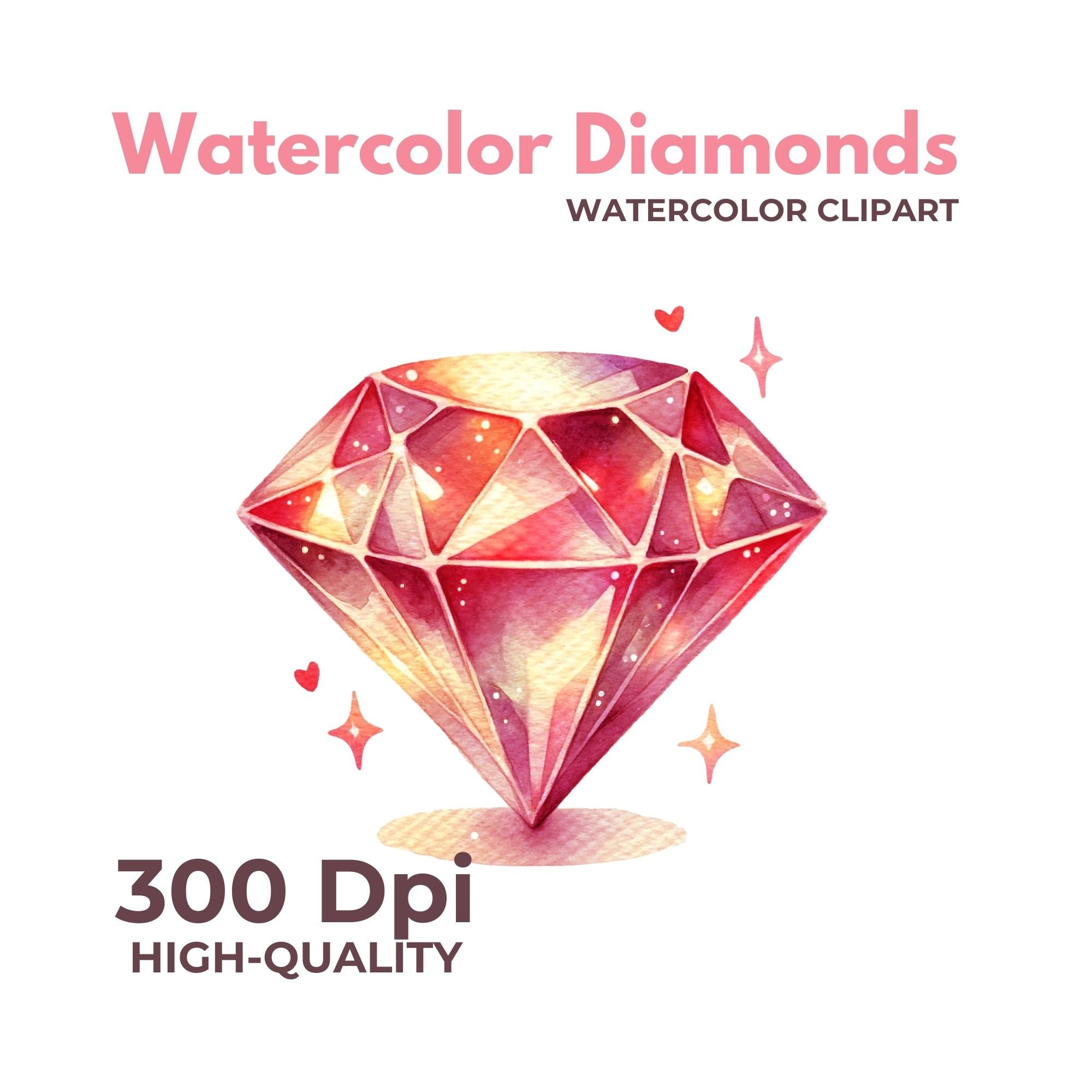 Watercolor Diamonds Clipart: Rainbow Gem PNG (digital Download) - Etsy