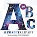 Galaxy Watercolor Alphabet Clipart: Cosmic Starry Letters (digital ...