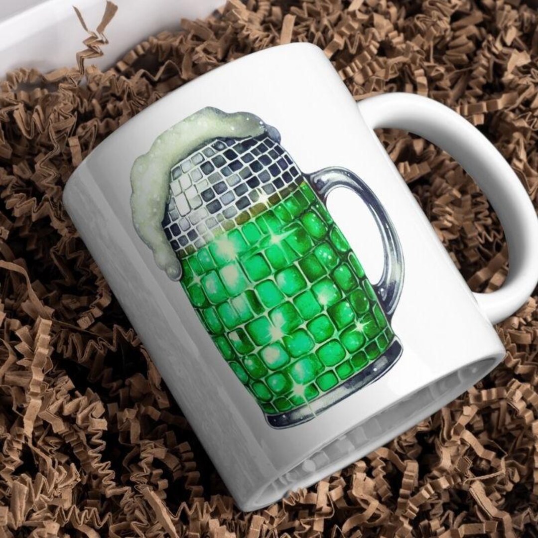 Watercolor Green Beer Clipart St. Patrick’s Day Disco Mug PNG 300 DPI ...