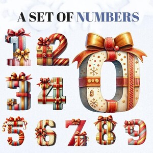 Christmas Alphabet Clipart Set With Gift Design for Crafting and ...