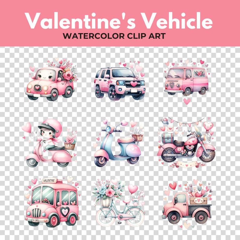 Vehicle Clipart Watercolor Vehicle Clipart Transport Clipart Set ...