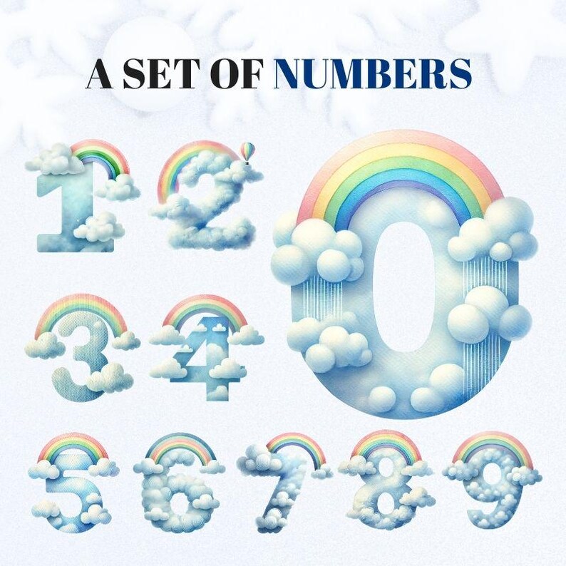 Cloud Alphabet Clipart: Rainbow Letters & Numbers (PNG, 300 DPI) - Etsy ...