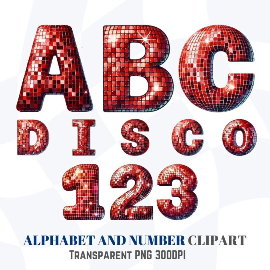 Red Disco Ball Alphabet PNG: Clipart Letters & Numbers (digital ...