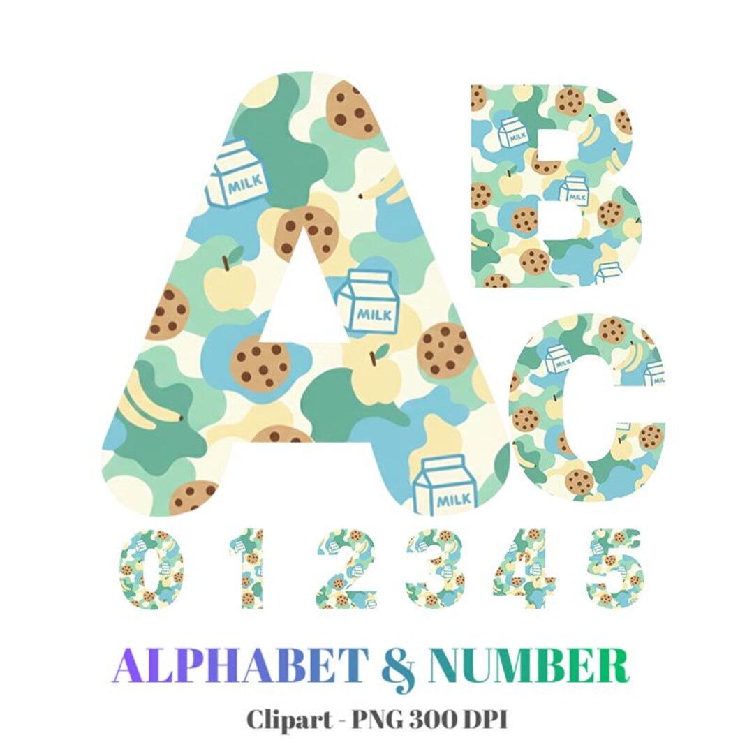 Cookies and Milk Alphabet Clipart PNG (digital Download) – Nursery ...