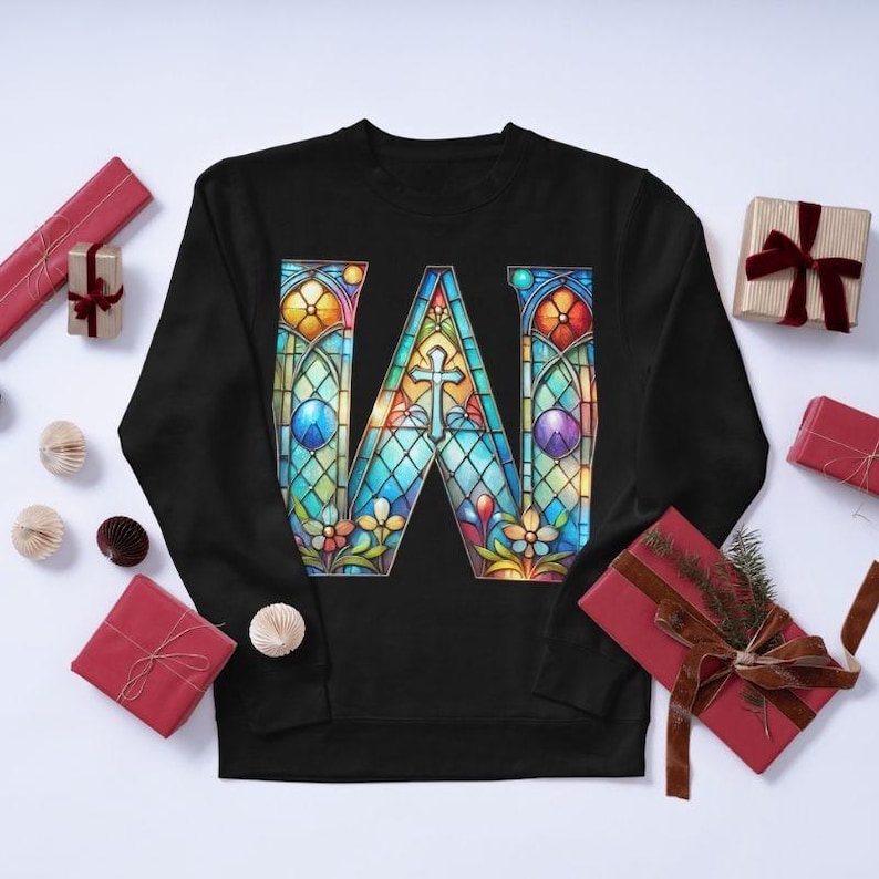 Floral Stained Glass Alphabet Letters and Numbers Clipart Set of 36 ...