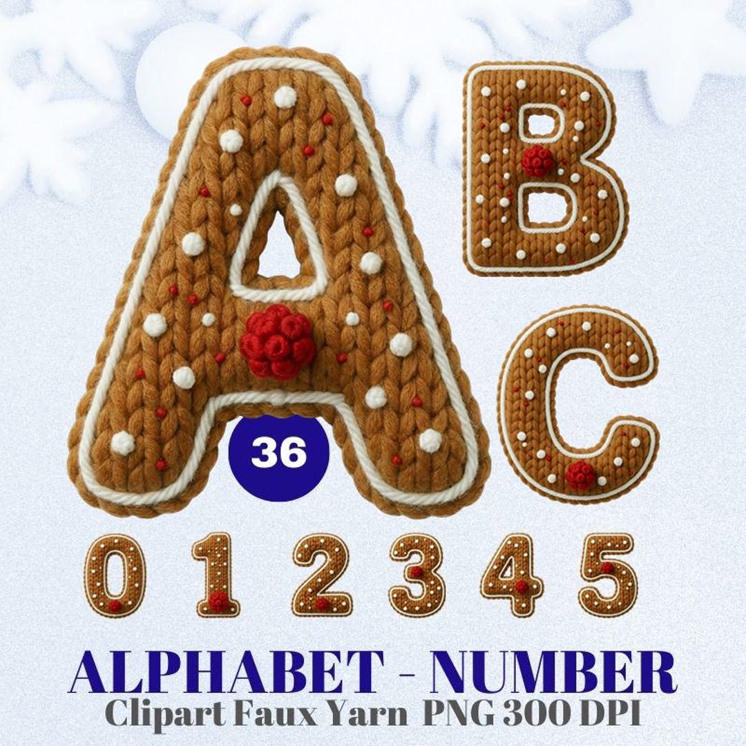Christmas Reindeer Gingerbread Alphabet Clipart Letters and Numbers PNG ...