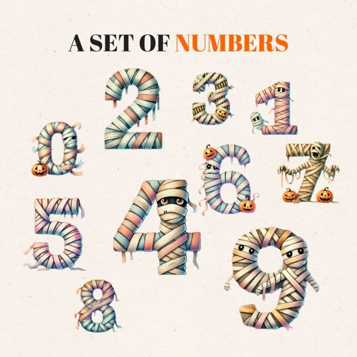 Mummy Alphabet Clipart Watercolor PNG Halloween Letters Cute Mummy for ...