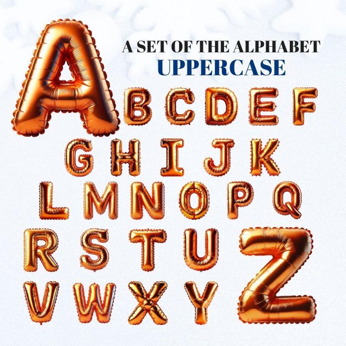 Orange Foil Balloon Alphabet & Number Clipart (PNG Digital Download) - Etsy