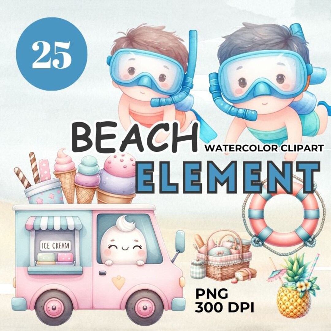 Watercolor Clipart Playful Kids & Sweet Treats - Summer Crafting PNG - Etsy