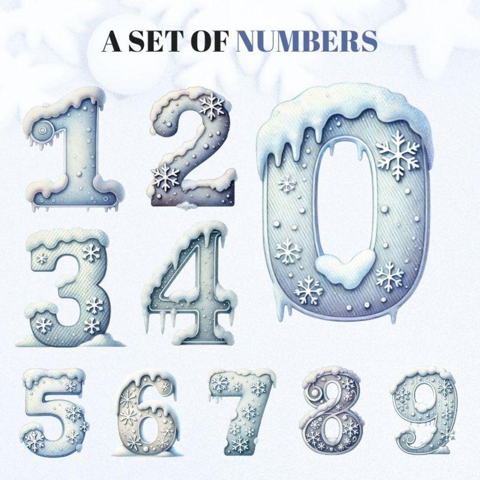 Winter Snow Alphabet Clipart: Watercolor PNG (digital Download) - Etsy