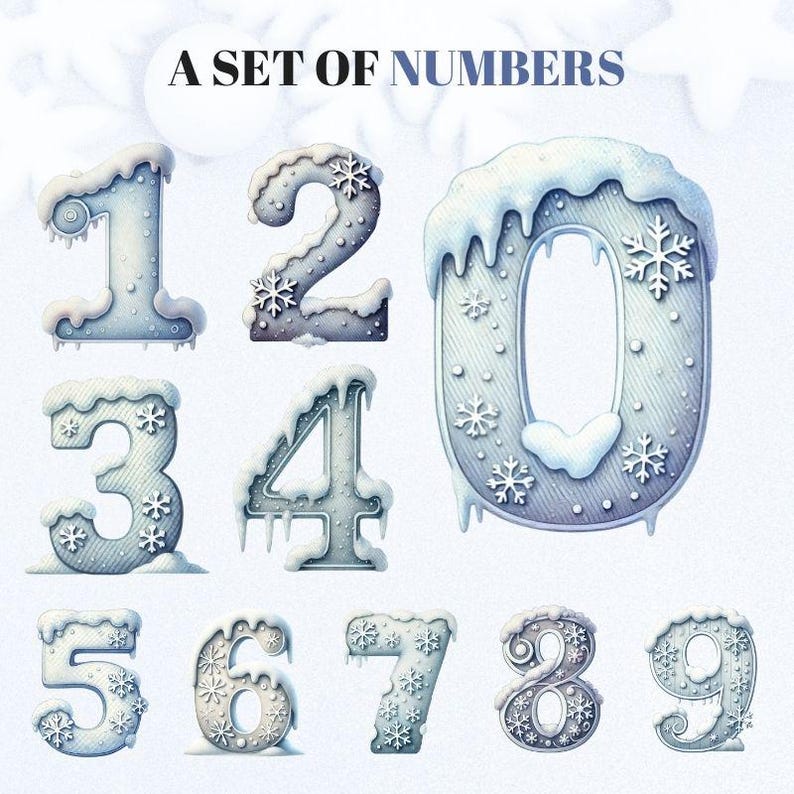 Winter Snow Alphabet Clipart: Watercolor PNG (digital Download) - Etsy