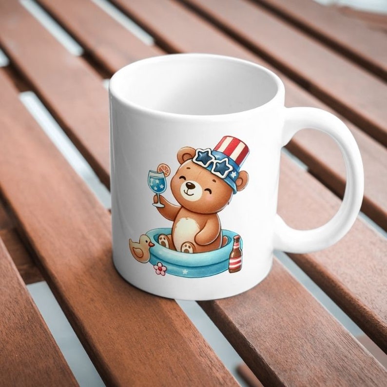 4th of July Watercolor Clipart Set, Cute Patriotic Bear Illustrations ...