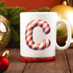 Watercolor Candy Cane Alphabet Clipart Set for Christmas Crafts and ...