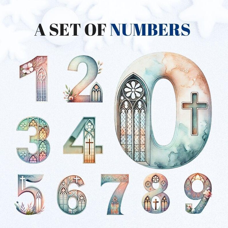 Gothic Church Window Alphabet Clipart Letters and Numbers Set of 36 ...