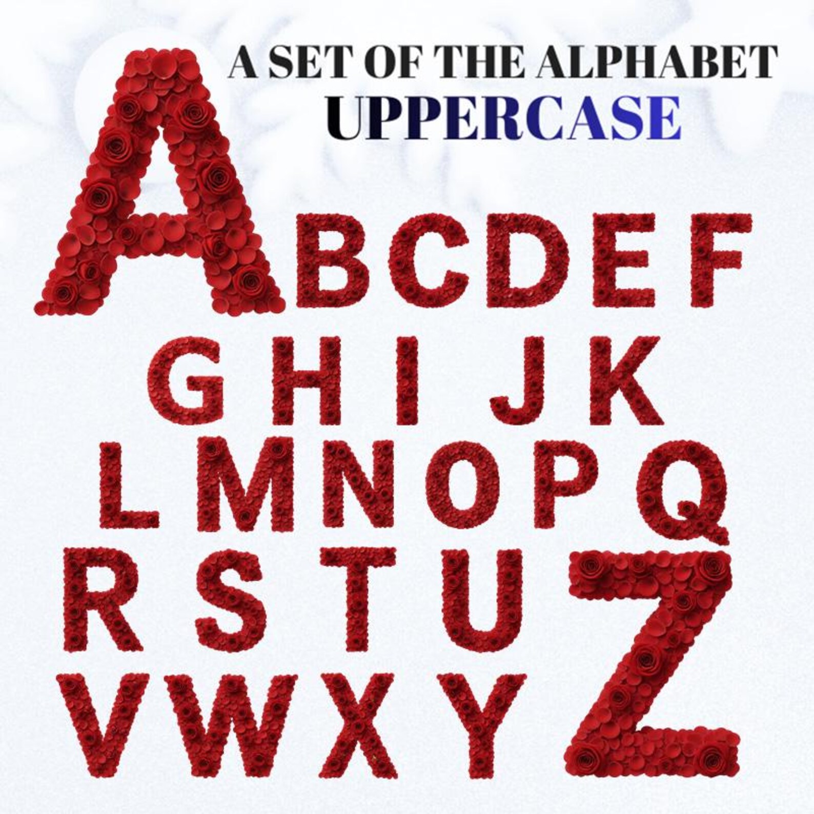 Red Rose Alphabet Clipart Png Letters and Numbers Floral Initials for ...